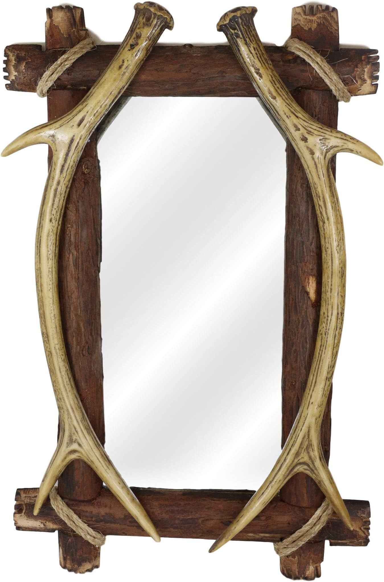 Amazon.com: BestGiftEver Rustic Faux Deer Antler Oval Wall Mirror Cabin ...