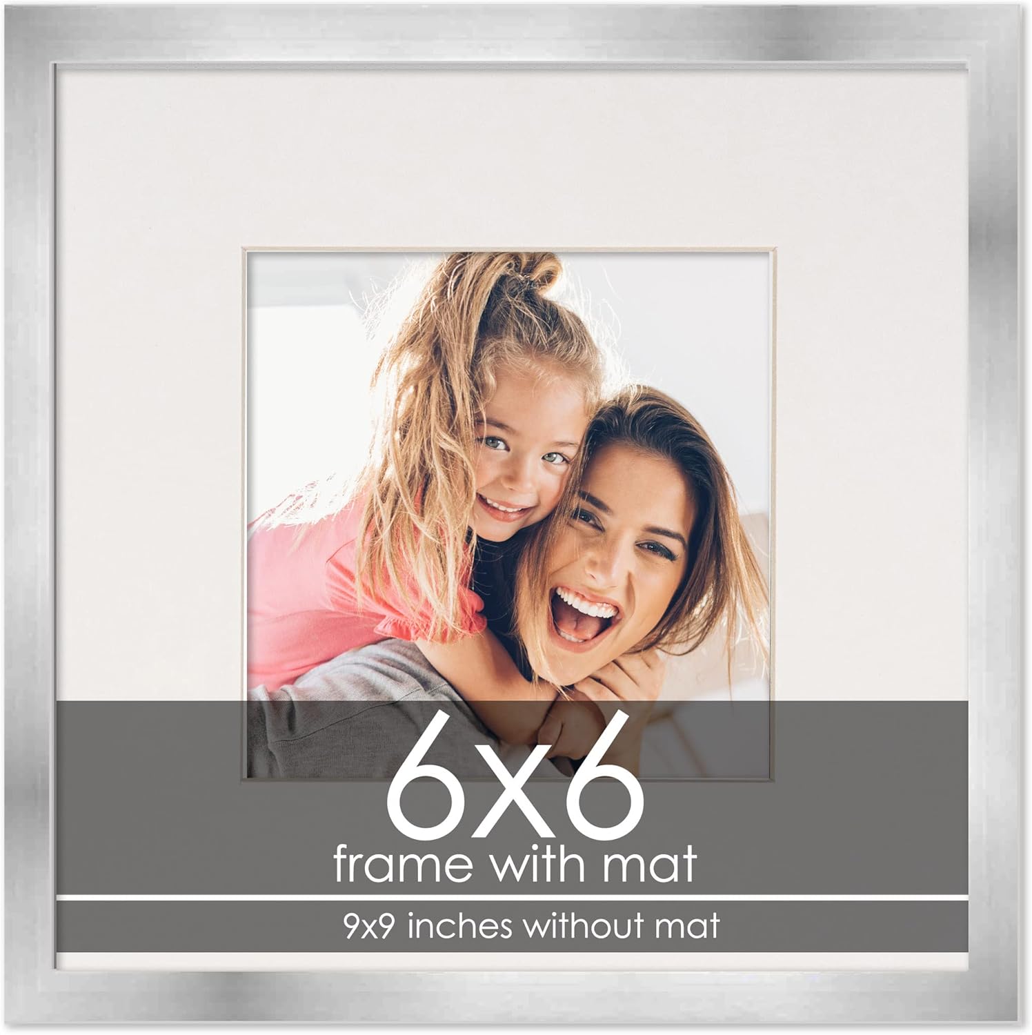 Amazon.com - 6x6 Frame with Mat - Silver 9x9 Frame Wood Made to Display ...