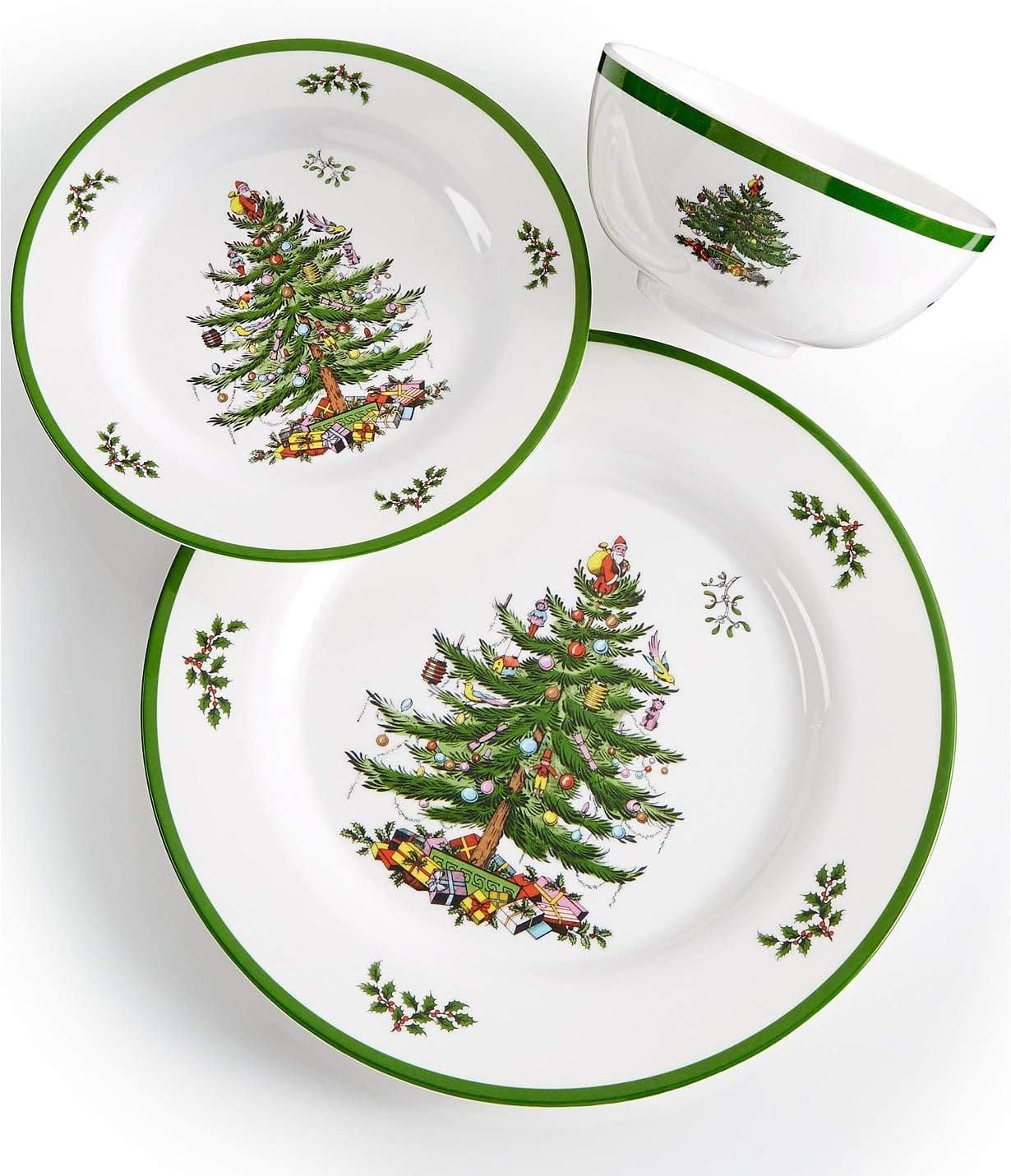 Amazon.com | Spode Christmas Tree 12-Piece Melamine Dinnerware Set ...