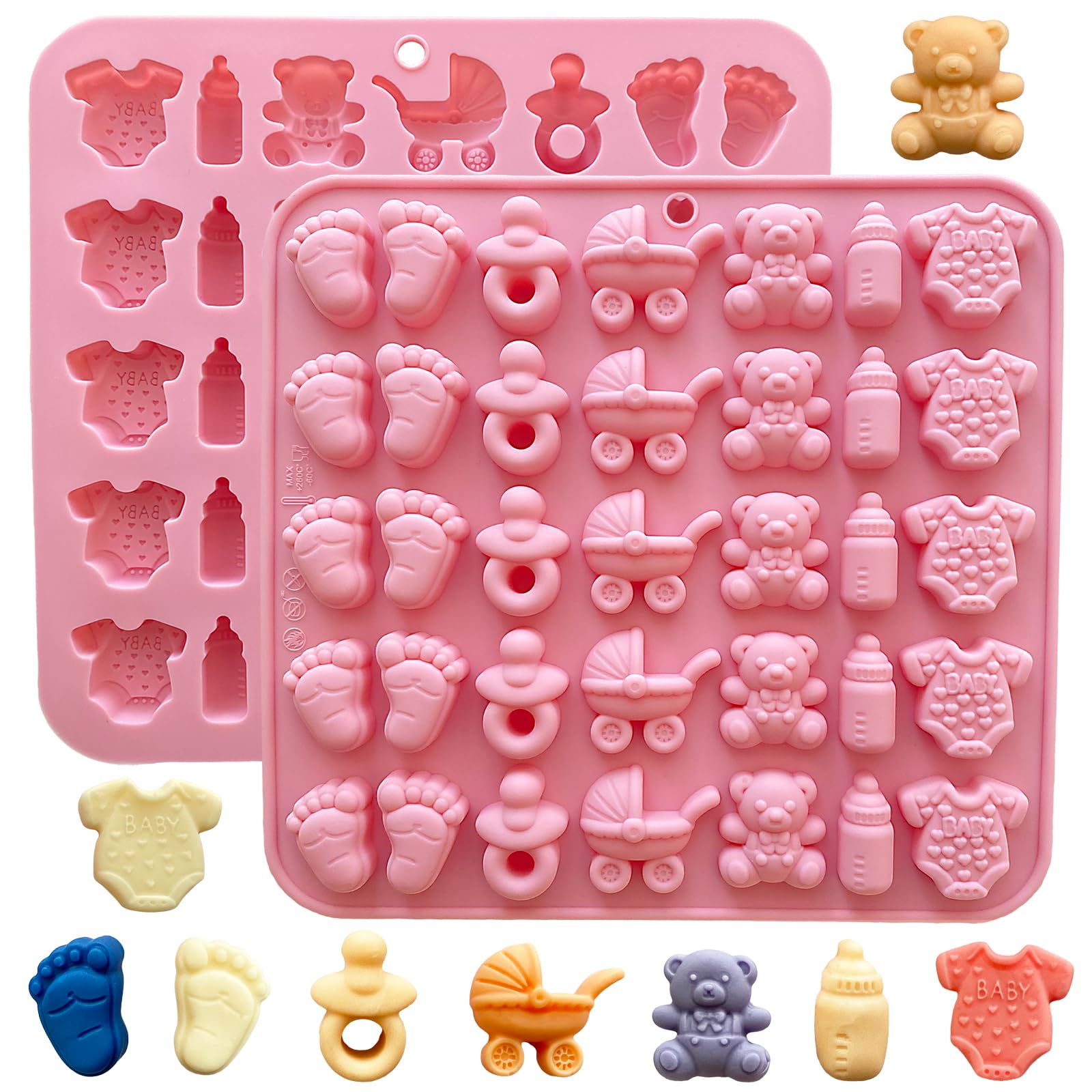 Amazon.com: Baby Shower Chocolate Mold,Baby Onesie Pacifier Silicone ...