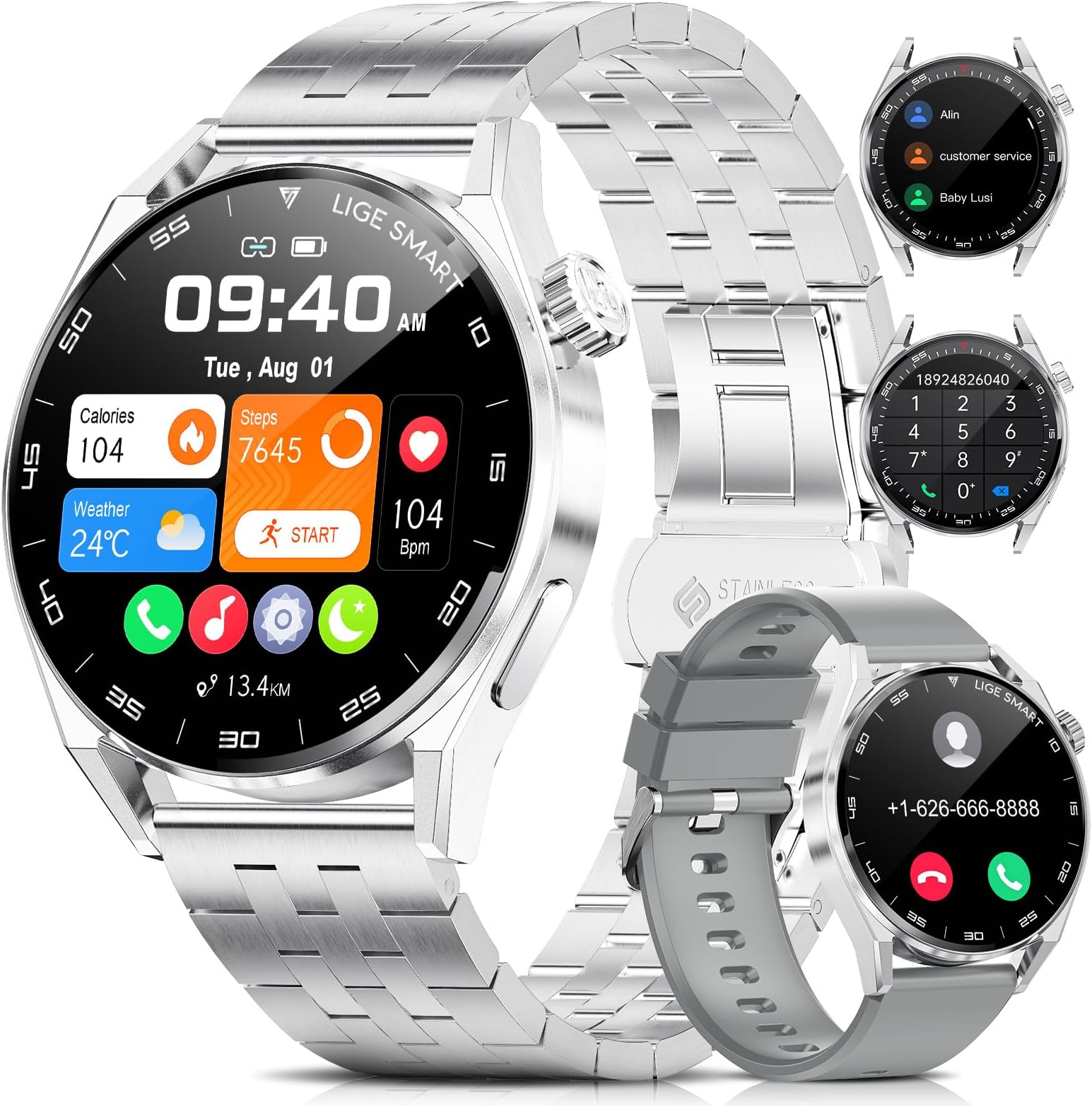 LIGE Smart Watch for Men Answer Make Calls,Full Touch Screen Fitness ...