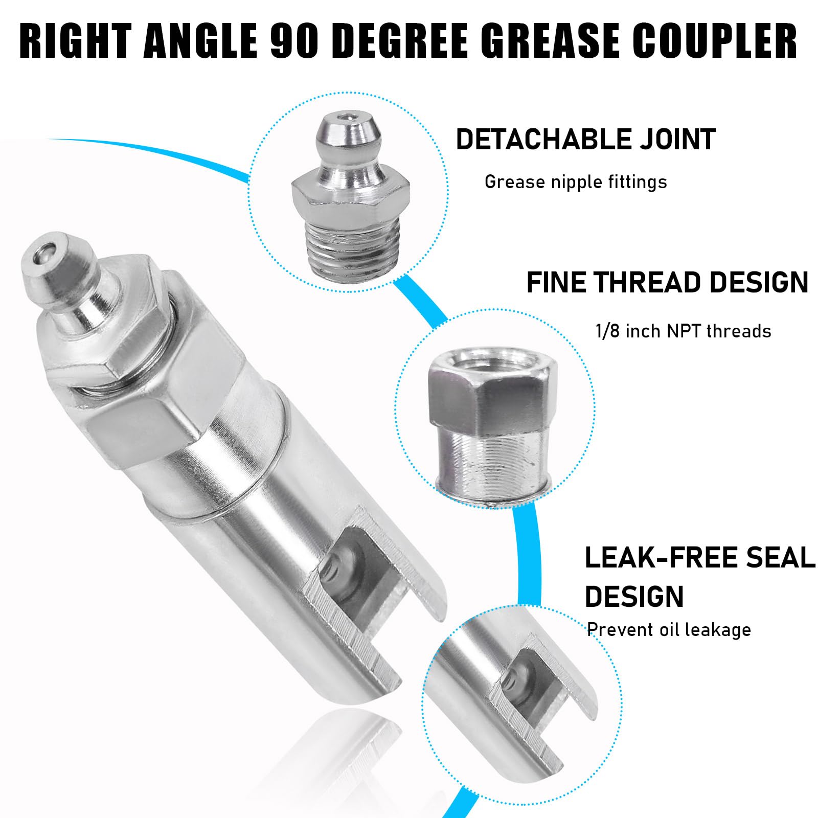 Snapklik.com : Suvnie Slotted Grease Gun Coupler, Push-on 90 Degree ...