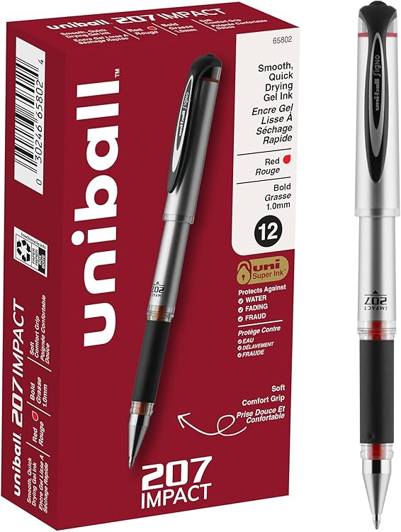 Uniball 207 Impact Gel Pens Bold Point 1 0mm Red | Desertcart UAE