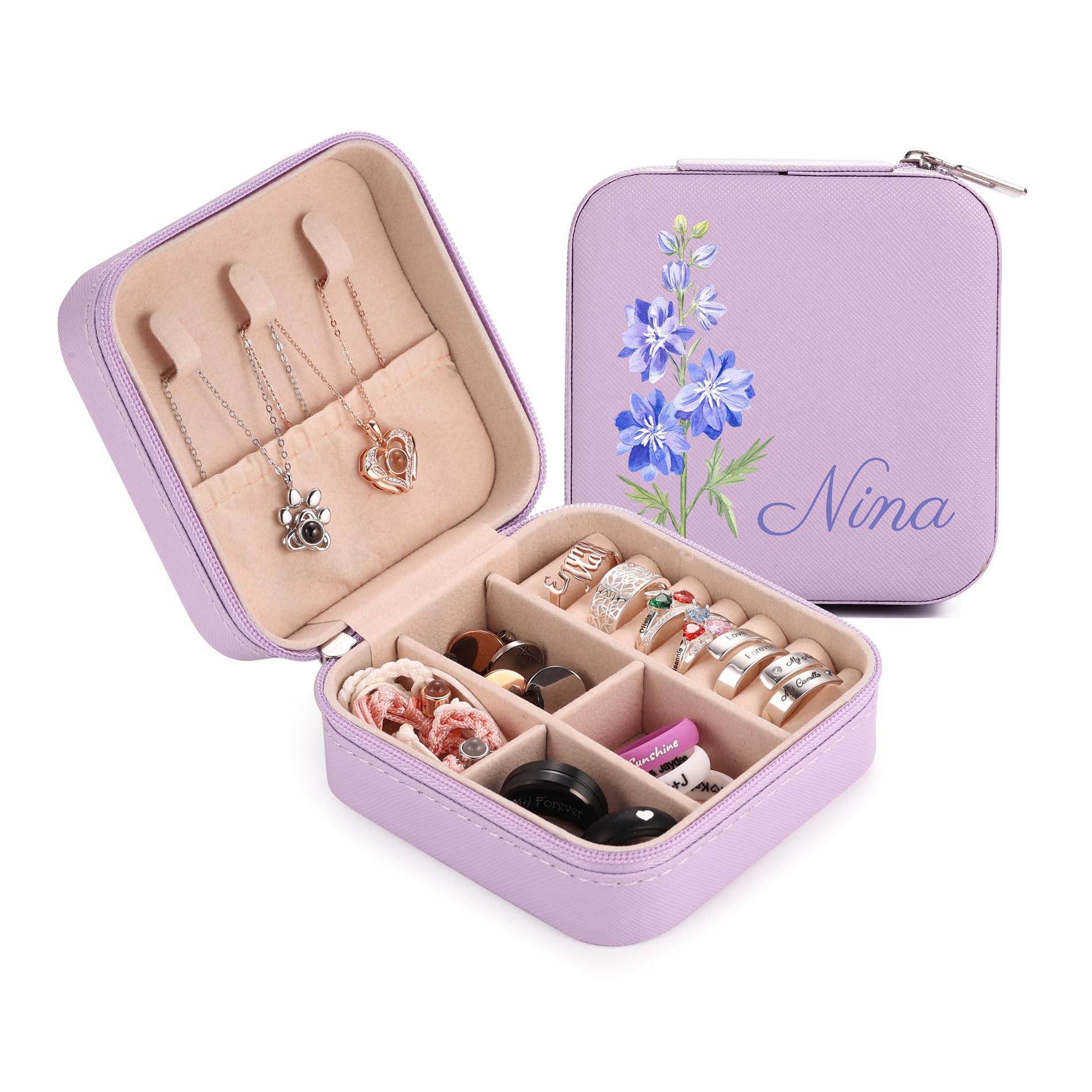 Amazon.com: OTXIXTO Personalized Leather Jewelry Organizer Box with ...