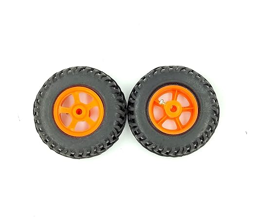 INVENTO 2pcs 80mm x 25mm Plastic Robotic Wheel Durable Rubber Tire ...