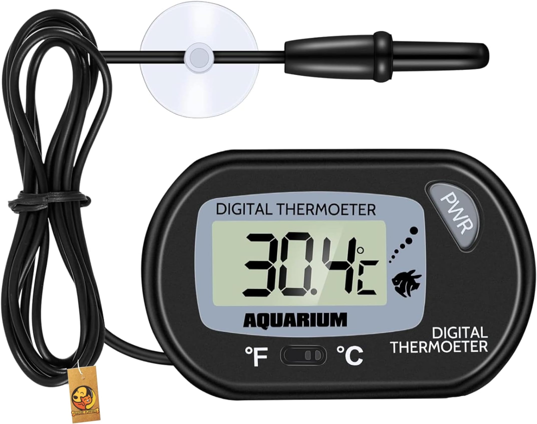 Foodie Puppies LCD Digital Thermometer for Aquarium, Fish Tank Water ...