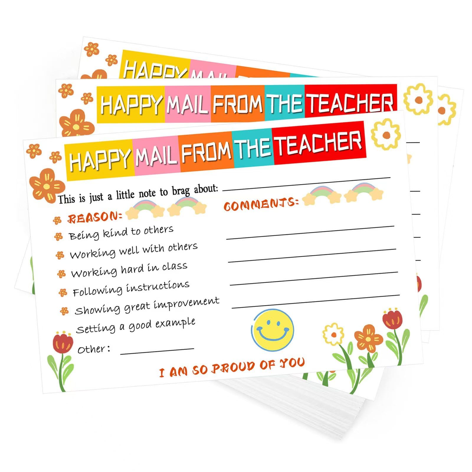 Amazon.com : Dazujem 60Pcs Teacher Mail Notes to Parents,Happy Mail ...