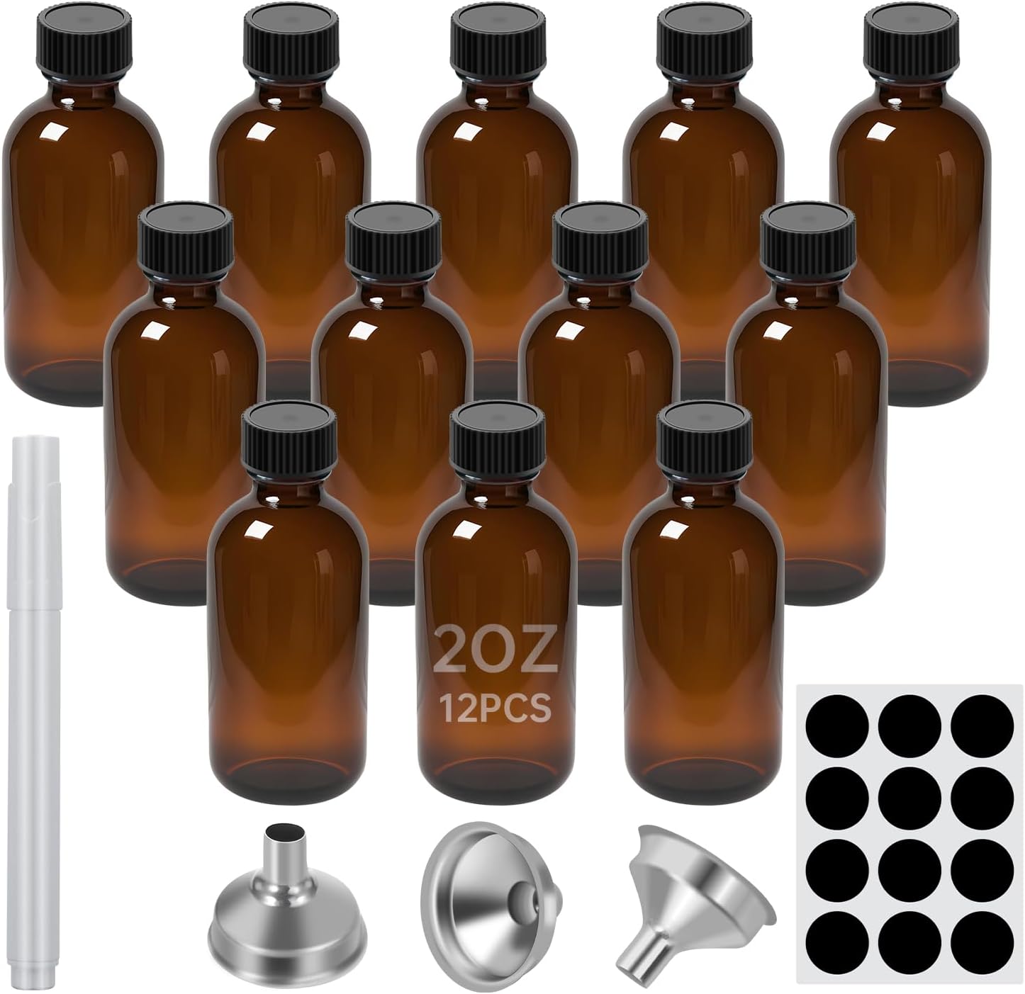 Amazon.com: REUJIHXY 2 oz Amber Glass Bottles - Small Glass Jars with ...