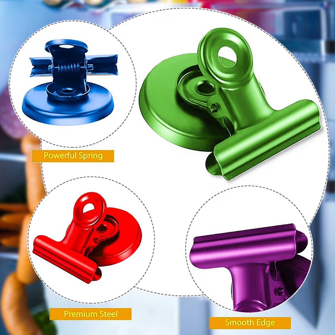 Fridge Magnet Clips Pack of 6 Heavy-Duty Magnetic Clips for ...
