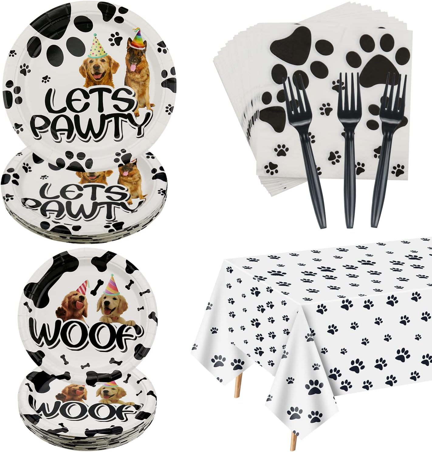 Amazon.com: 50Pcs Puppy Paw Print Party Plates Dog Themed Paper Plates ...
