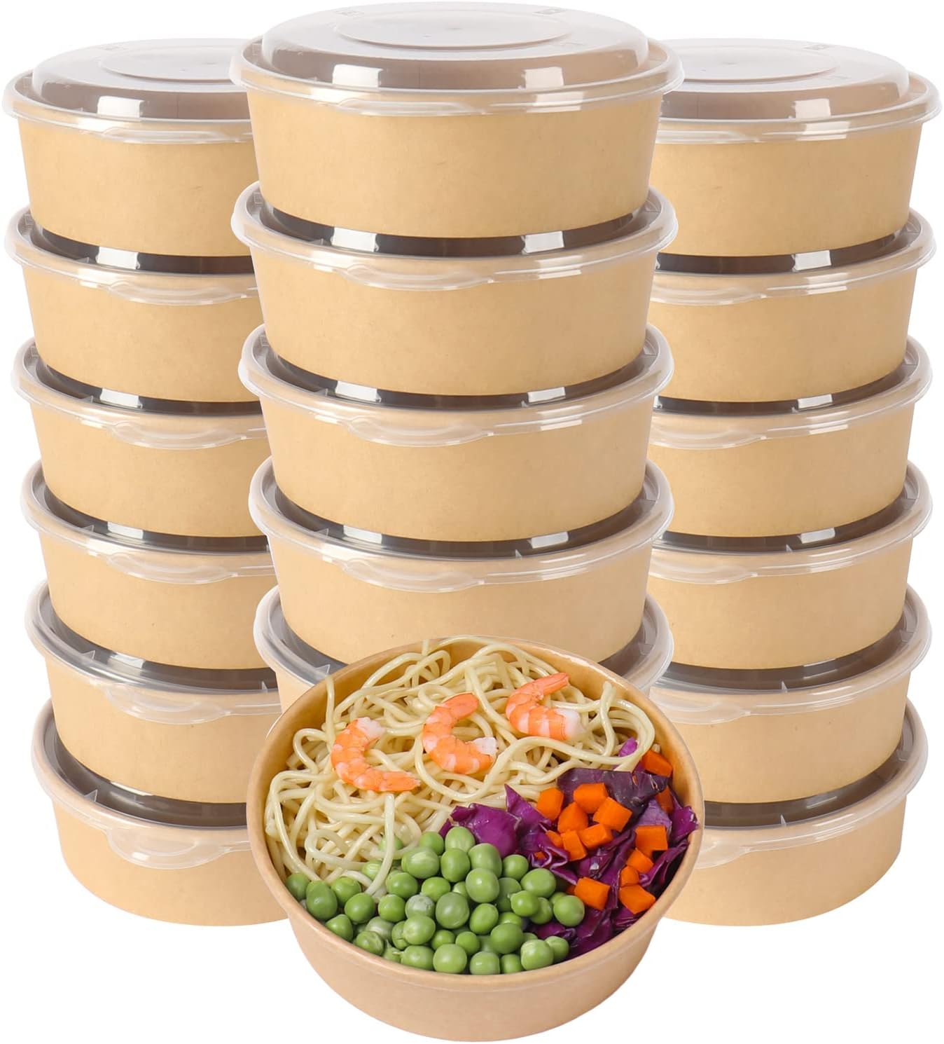 Amazon.com: JAYEEY 17 oz Disposable Kraft Paper Bowls with Lids, Food ...