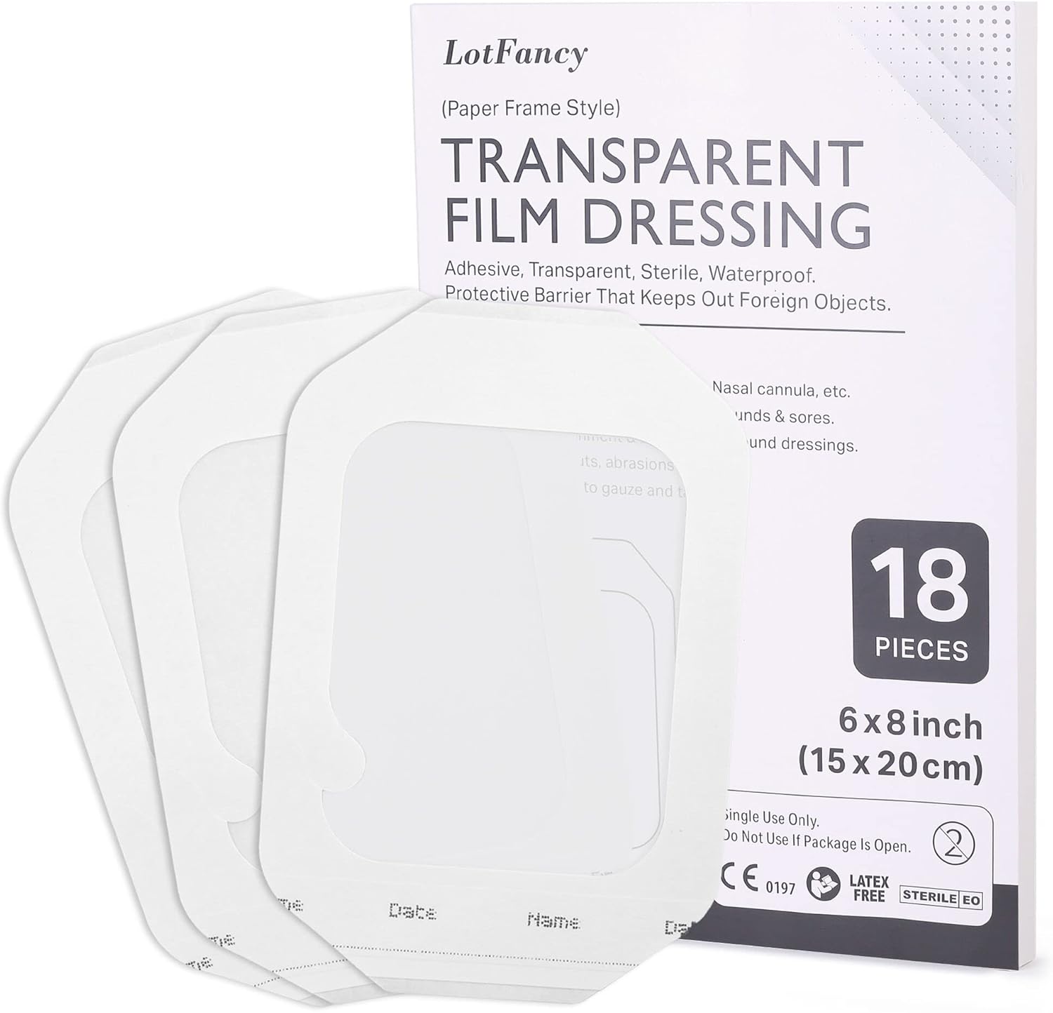 Amazon.com: LotFancy Transparent Film Dressing, 6”x8”, 18 Patches ...