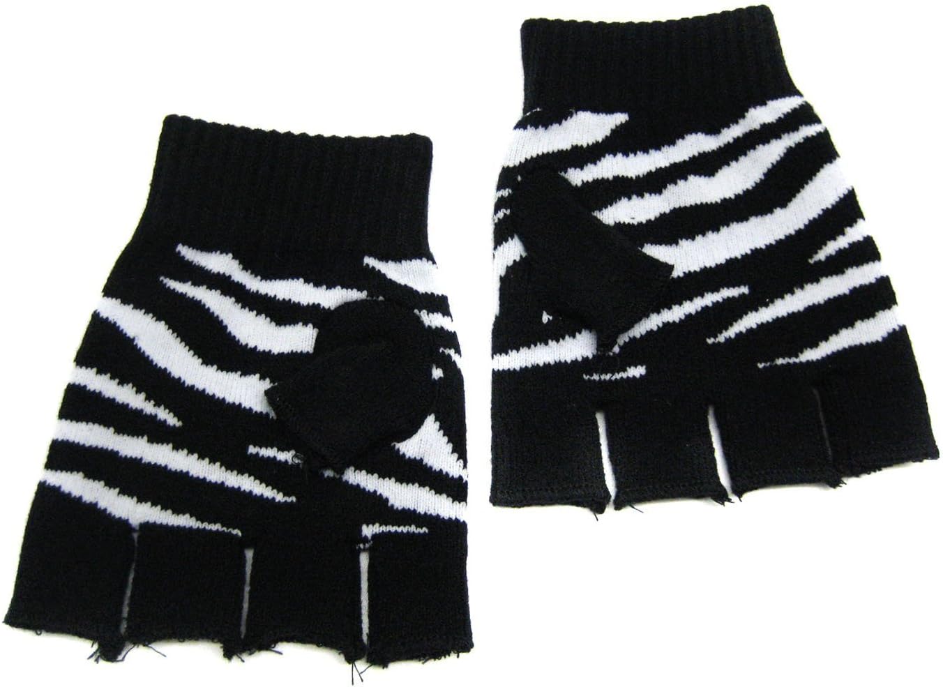Amazon.com: Punk Gothic Black White Zebra Fingerless Glove : Clothing ...