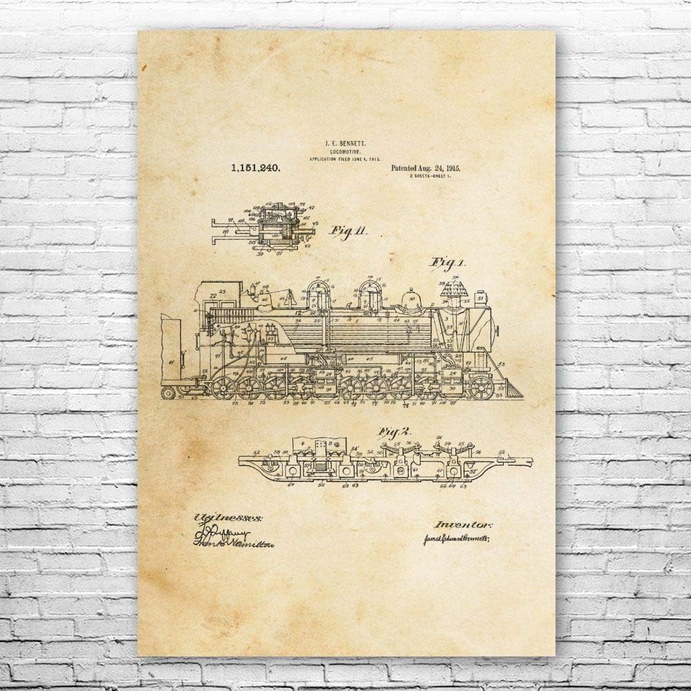Amazon.com: Steam Locomotive Poster Print, Railroad Engineer, Conductor ...