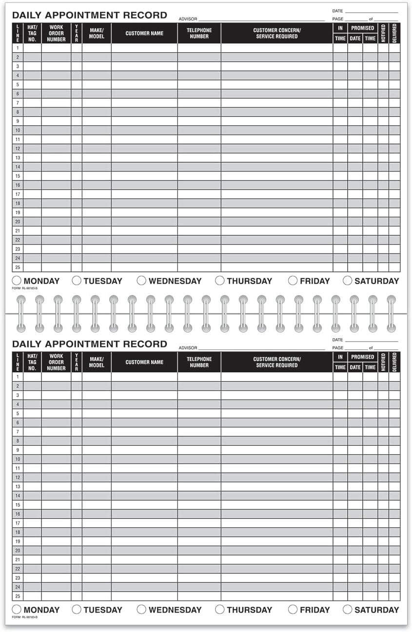 Amazon.com : Generic Daily Appointment Record Book - RL-98183-B - 150 ...