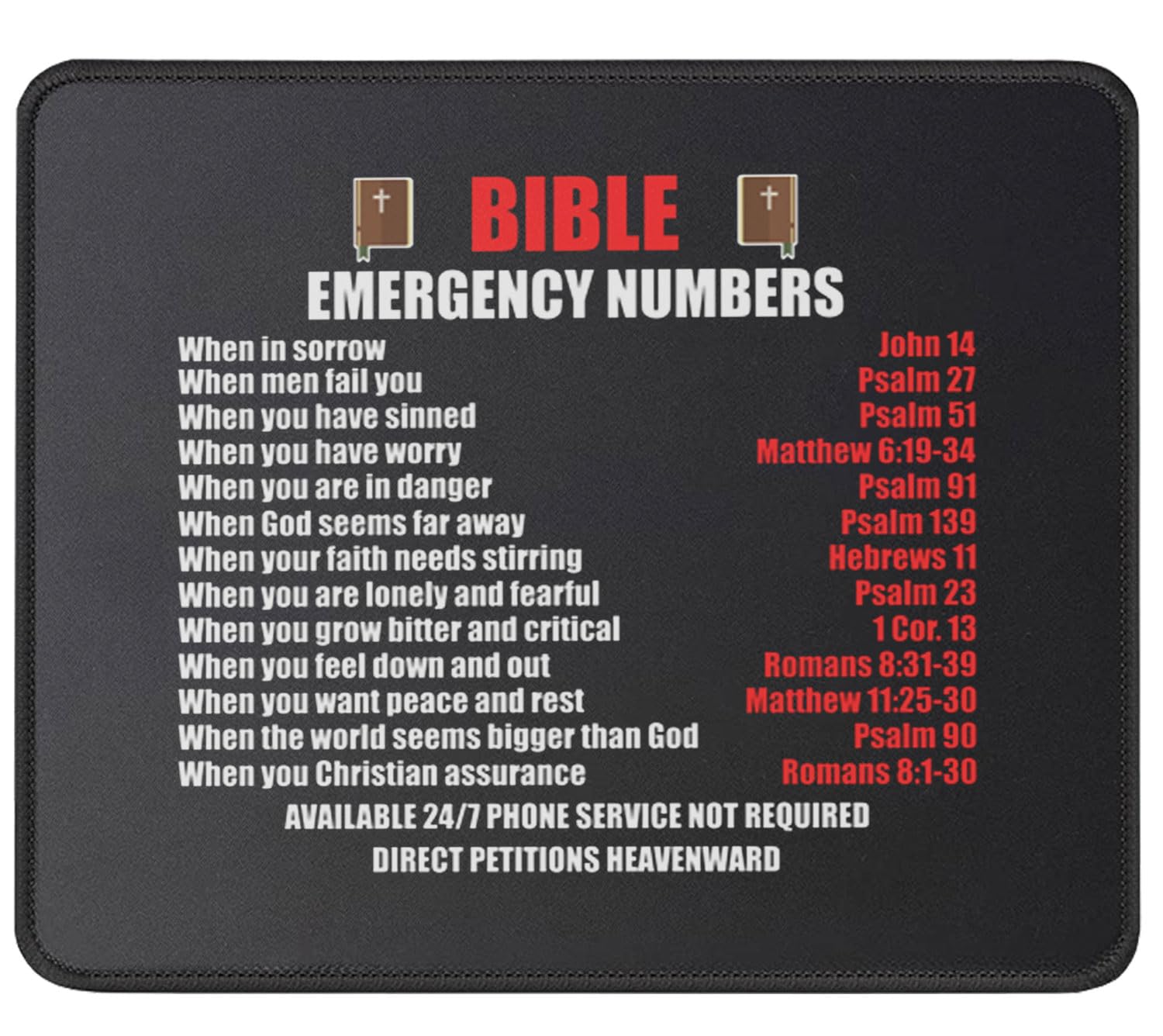Amazon.com: Wish State - Bible Emergency Numbers Scripture Mouse Pad ...