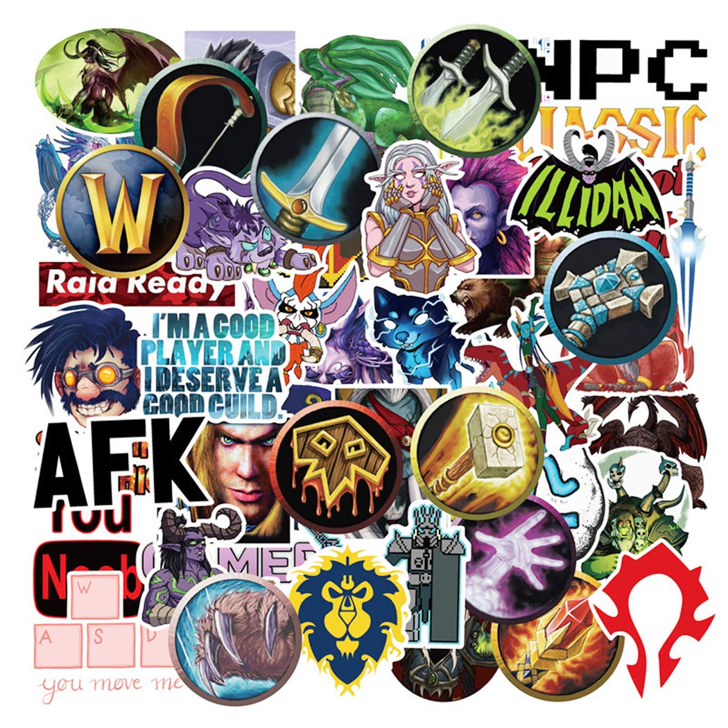 World of Warcraft Stickers for Water Bottles 50 Pcs Cute,Waterproof ...