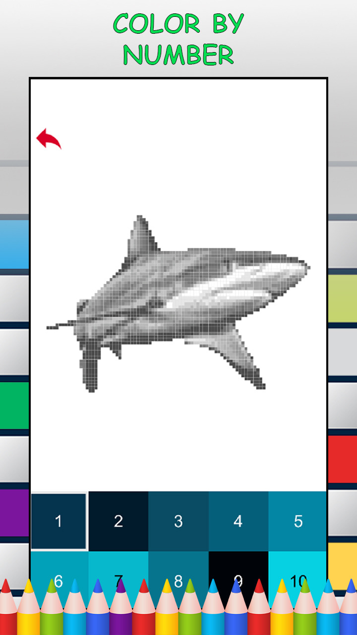 Sharks Color by Number - Free Pixel Art Game - Coloring Book Pages ...
