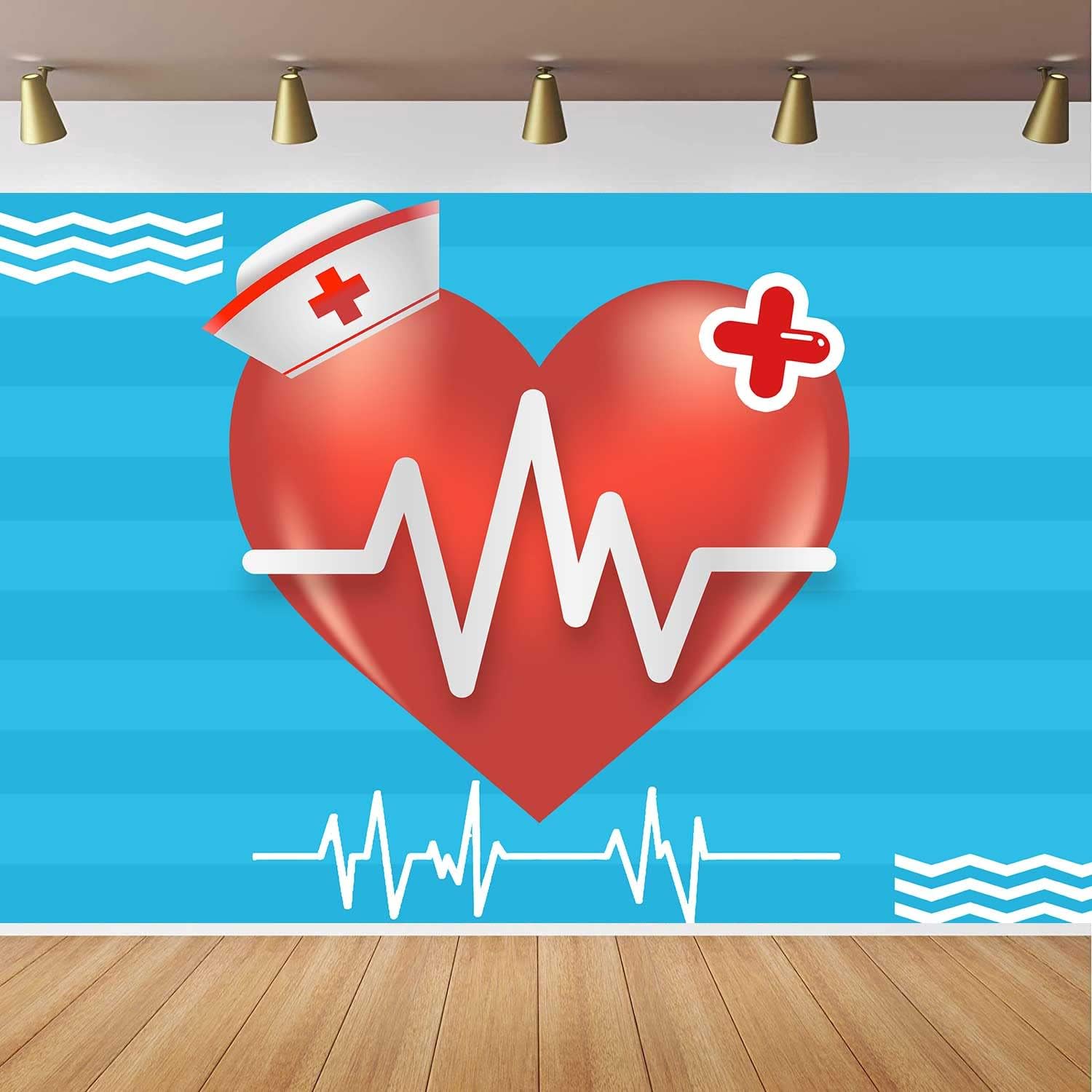 Amazon.com : MEETSIOY Heartbeat Curve Backdrop for Nurse Party ...