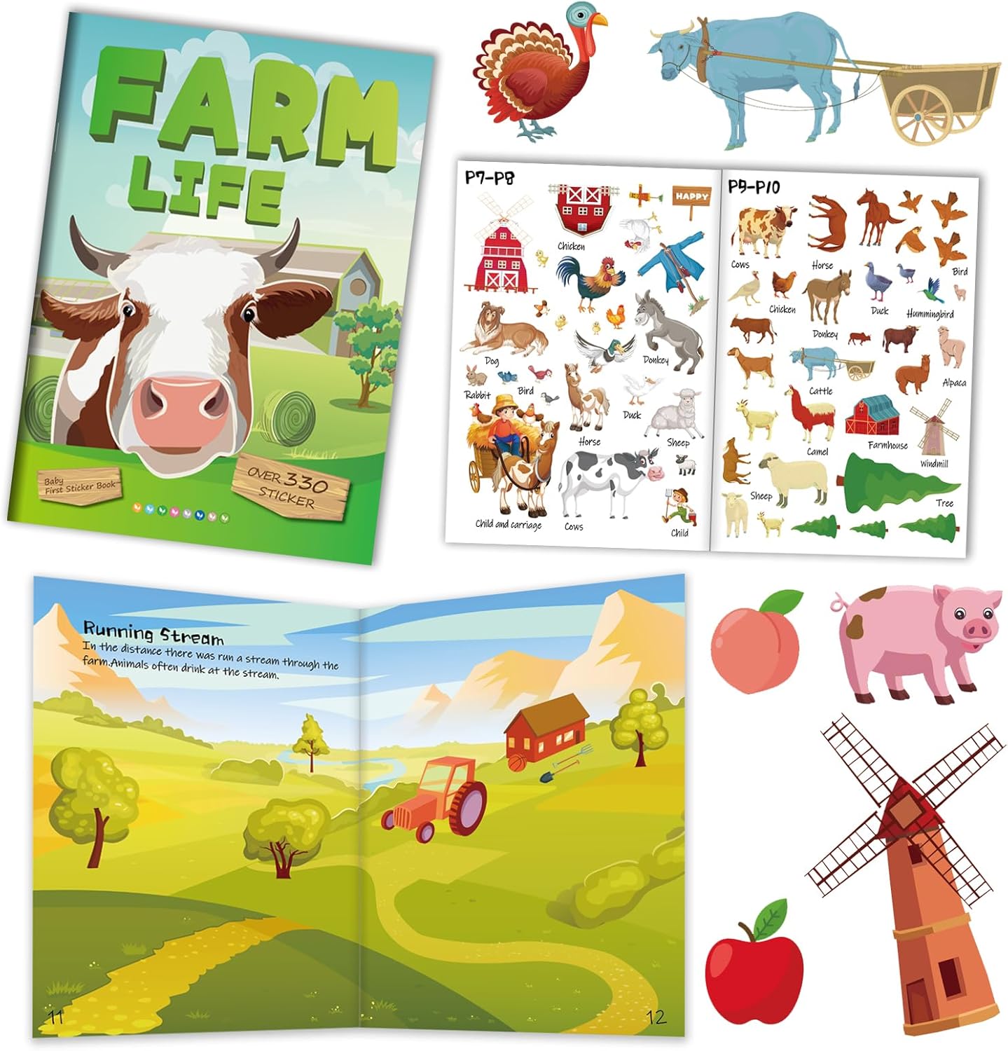 Amazon.com: OUGERKID Farm Life Stickers Book for Kids 330+Reusable Farm ...