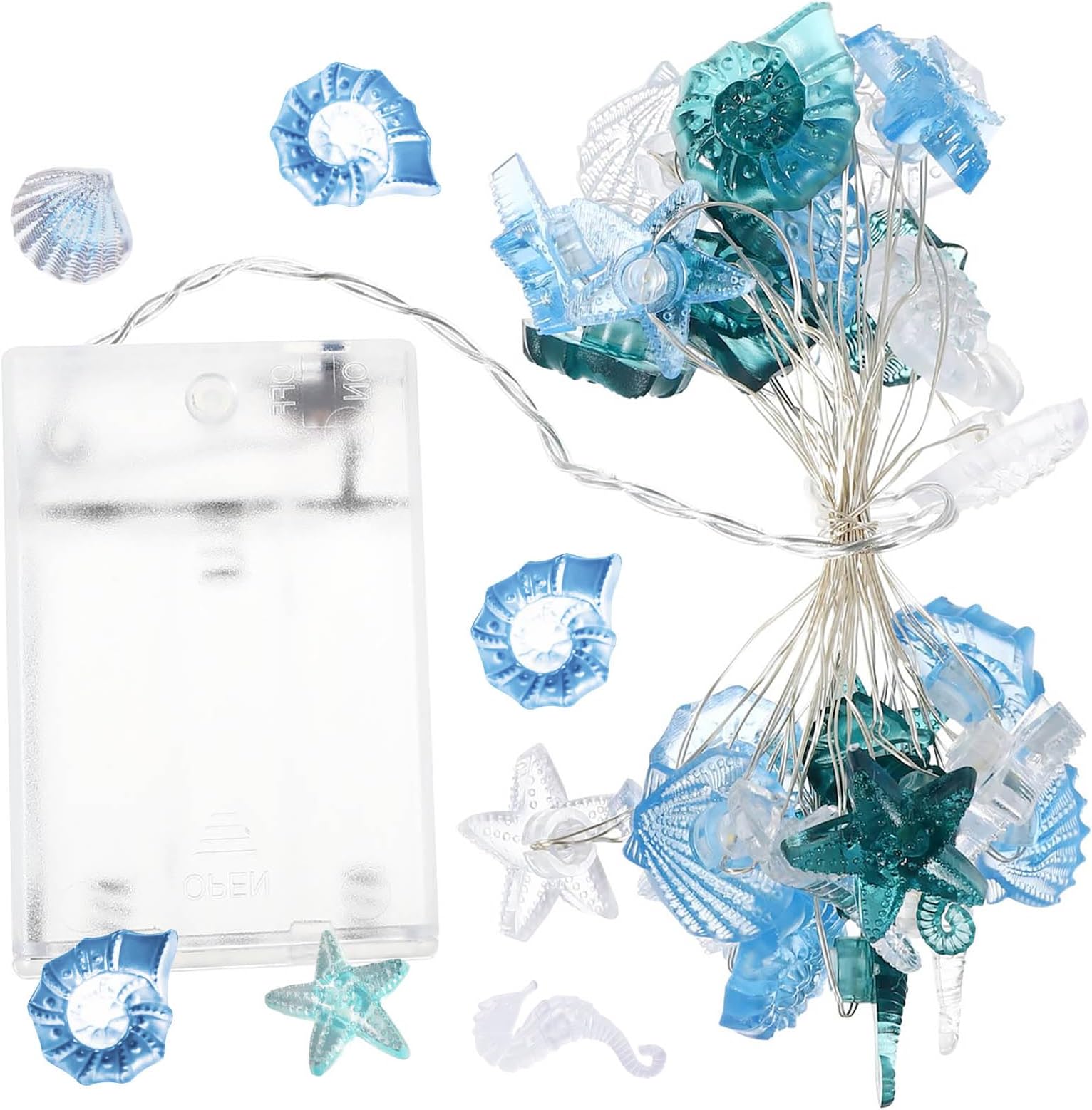Fairy Lights Battery Operated,Ocean String Light Sea Shells Seahorse ...