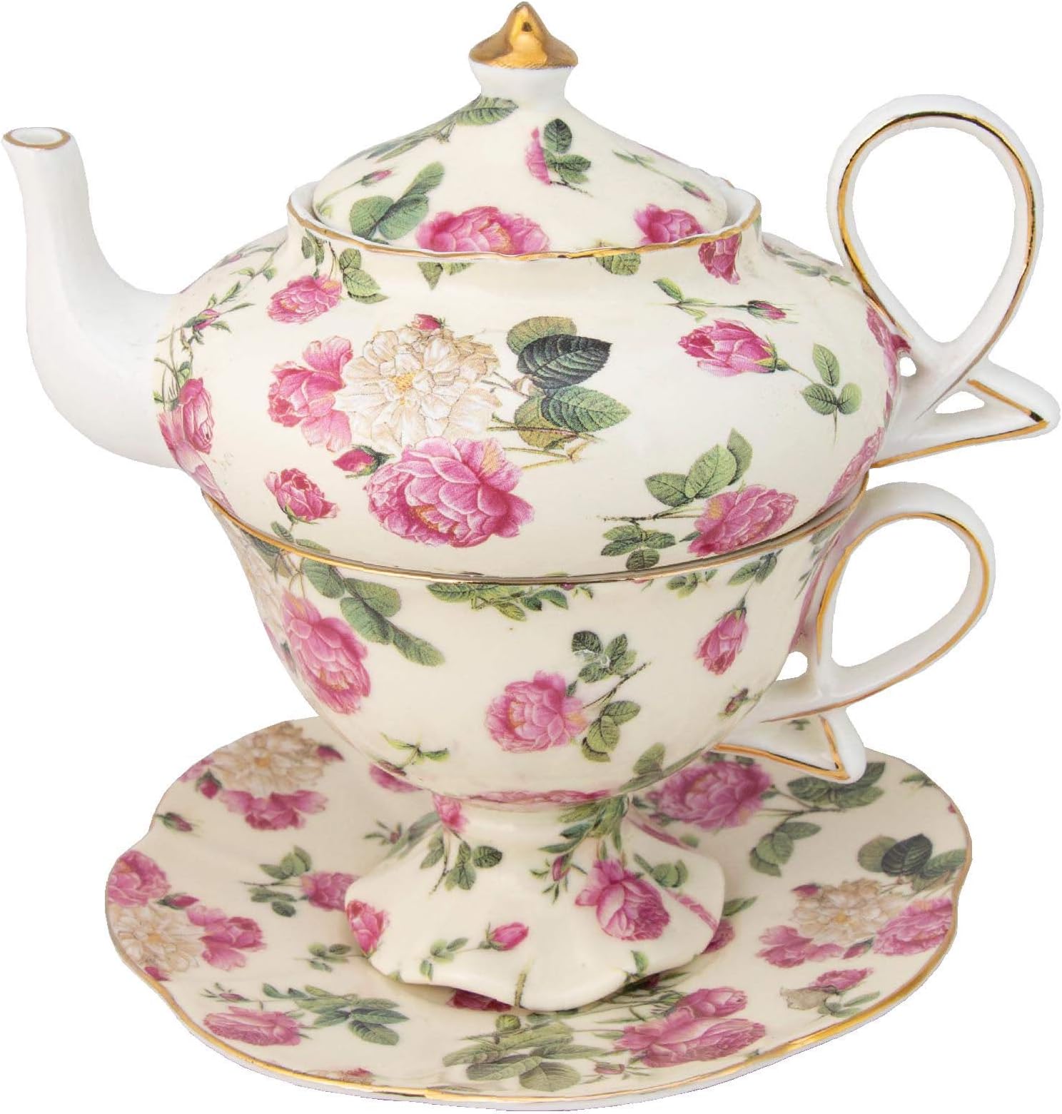 Amazon.com | Nagpew Tea for One Set, Porcelain Floral Teapot Cup Saucer ...