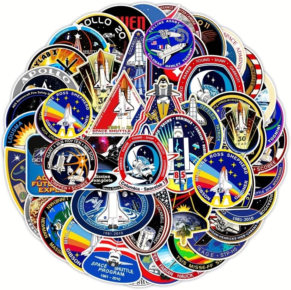 Amazon.com: CHNLML 45PCS Space NASA Stickers - Waterproof Vinyl Decals ...