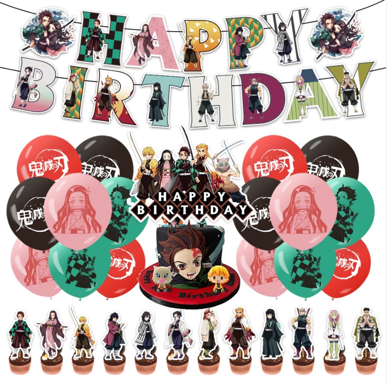 Buy Demon Slayer Birthday Decoration - Miotlsy 30 Pieces Demon Theme ...