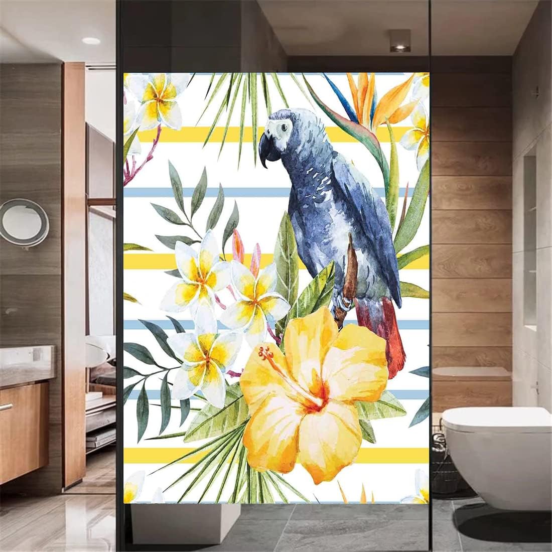 Amazon.com: Parrot Window Privacy Film Stained Glass Frosted Window ...