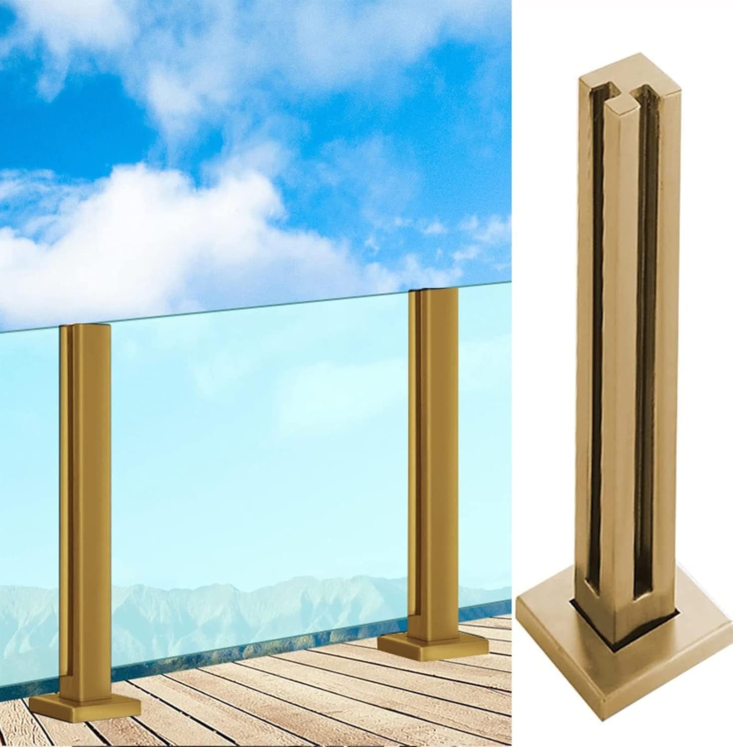 Amazon.com: Glass Railing Post Stainless Steel End/Middle/Corner Post ...