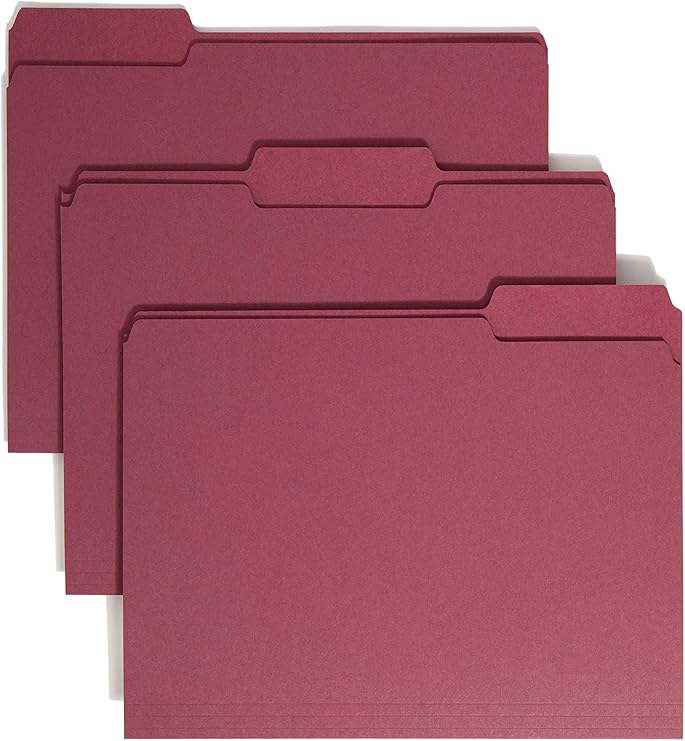 Amazon.com : Smead Colored File Folder, 1/3-Cut Tab, Letter Size ...