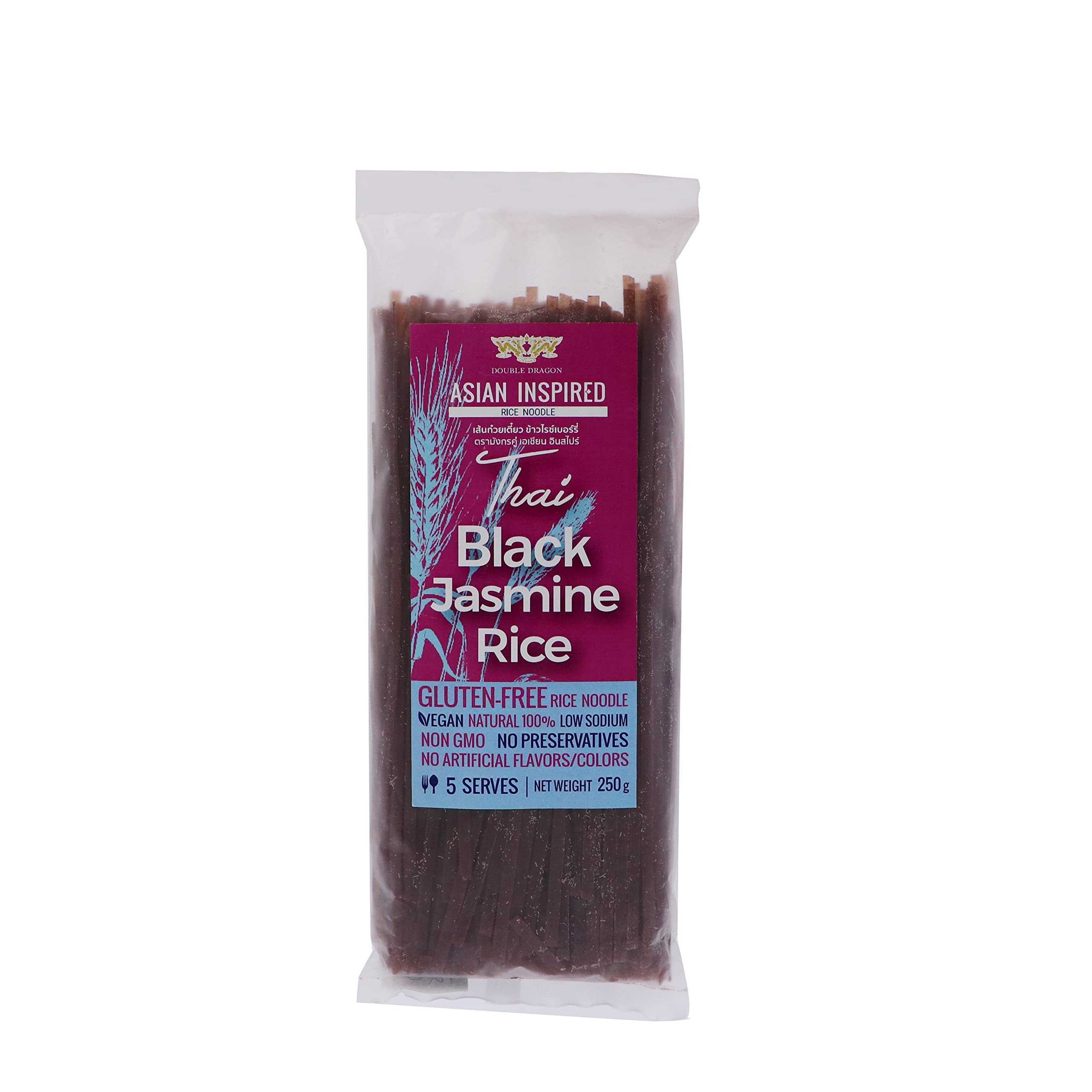Buy Double Dragon Asian Inspired Thai Black Rice Noodle, All-Natural ...