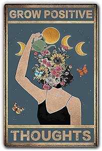 Amazon.com: Grow Positive Thoughts Signs-Metal Office Signs,Retro Tin ...