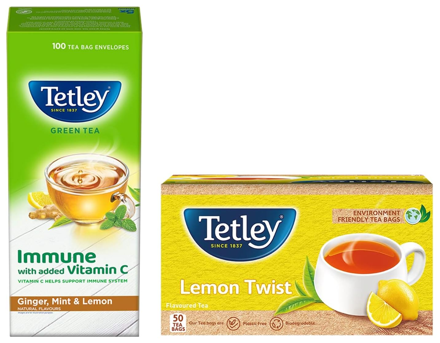 Tetley Green Tea, Ginger, Mint and Lemon, 100 Tea Bags & Tetley Flavour ...