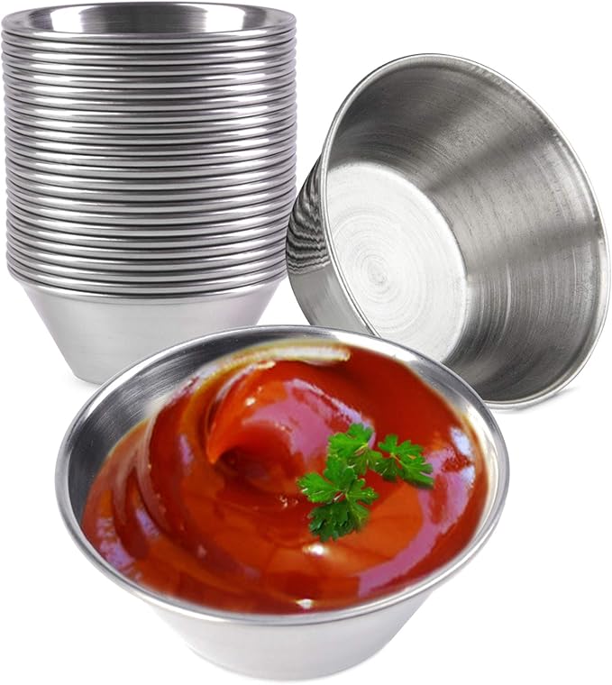 Amazon.com: Fit Meal Prep [120 Pack] 1.5 oz Stainless Steel Sauce Cups ...