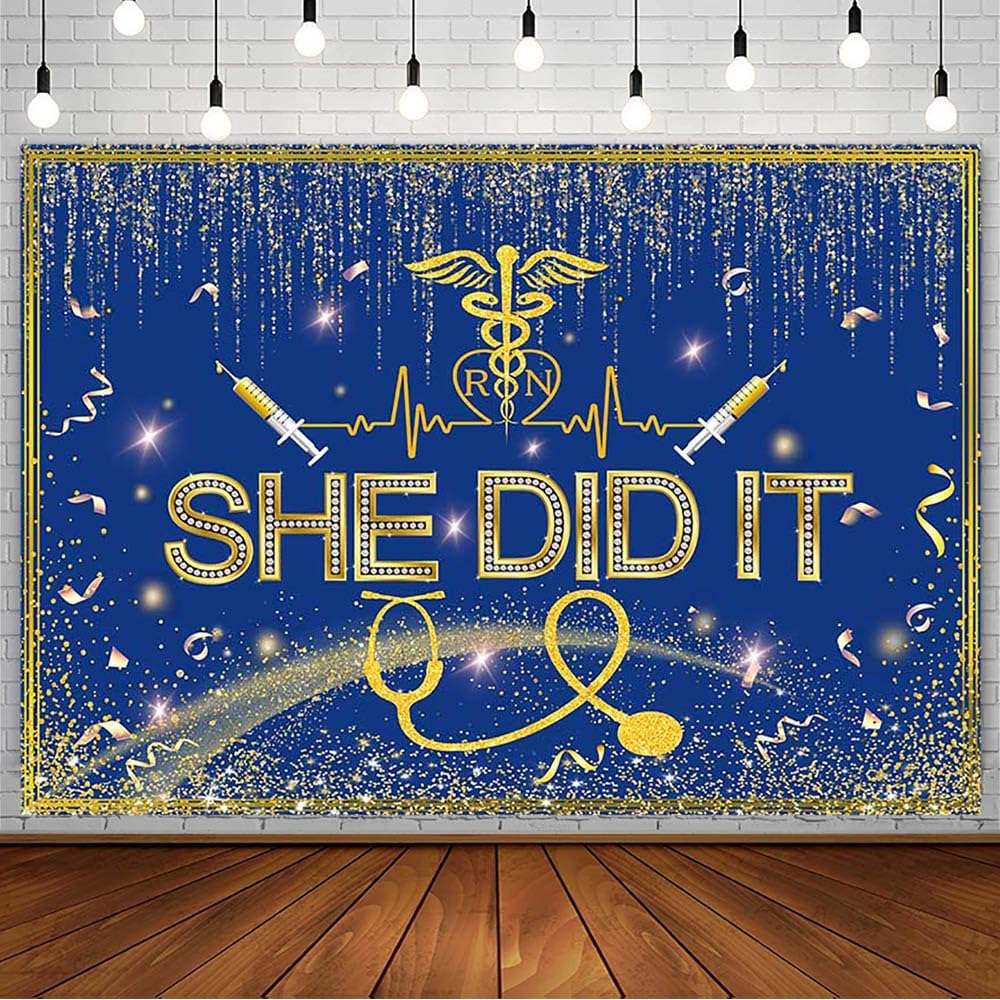 Amazon.com: AIBIIN 7x5ft Nurse Graduation Backdrop She Did It ...
