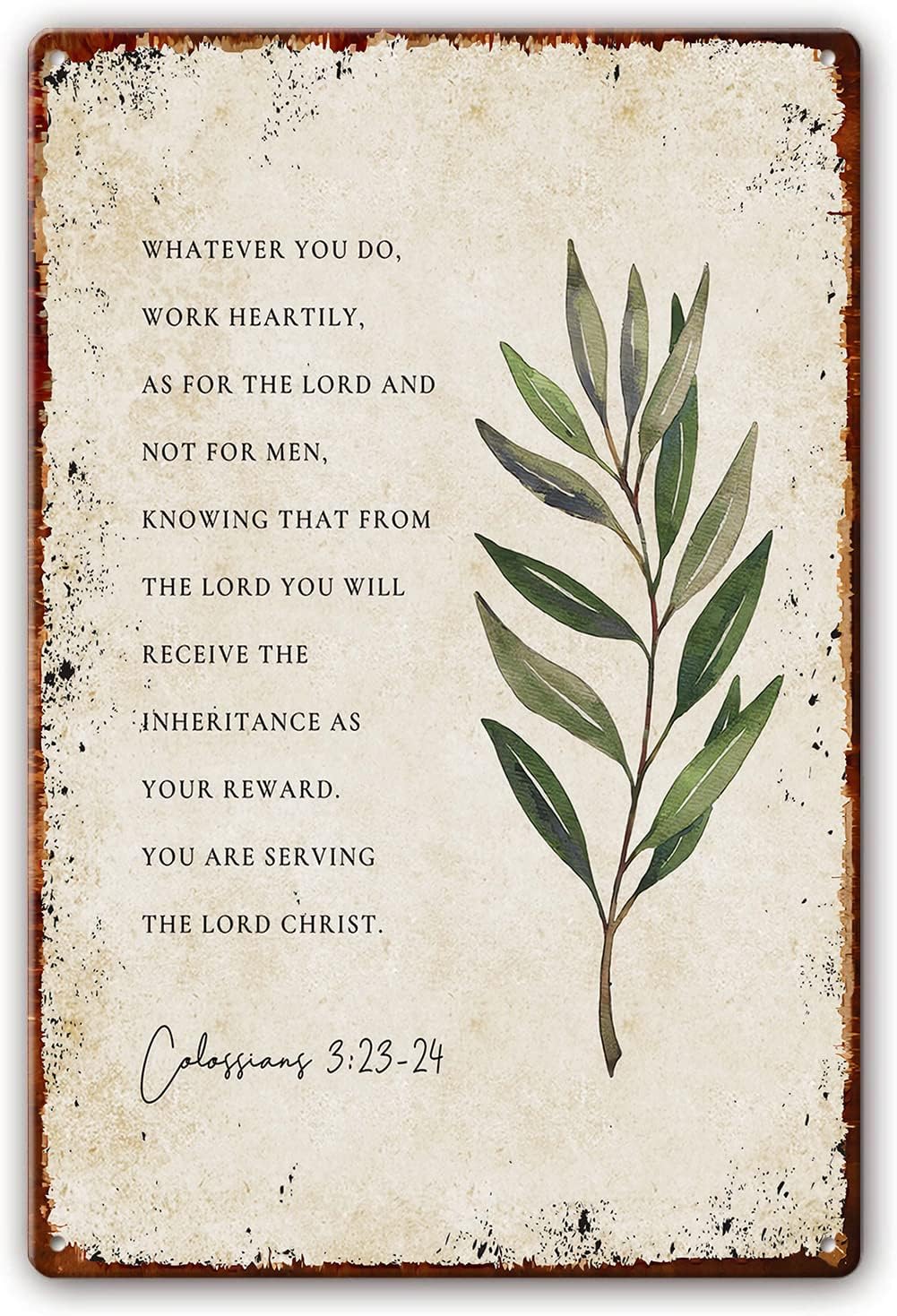 Amazon.com: Colossians 3 23-24 Wall Art, Metal Tin Sign Bible Verse ...