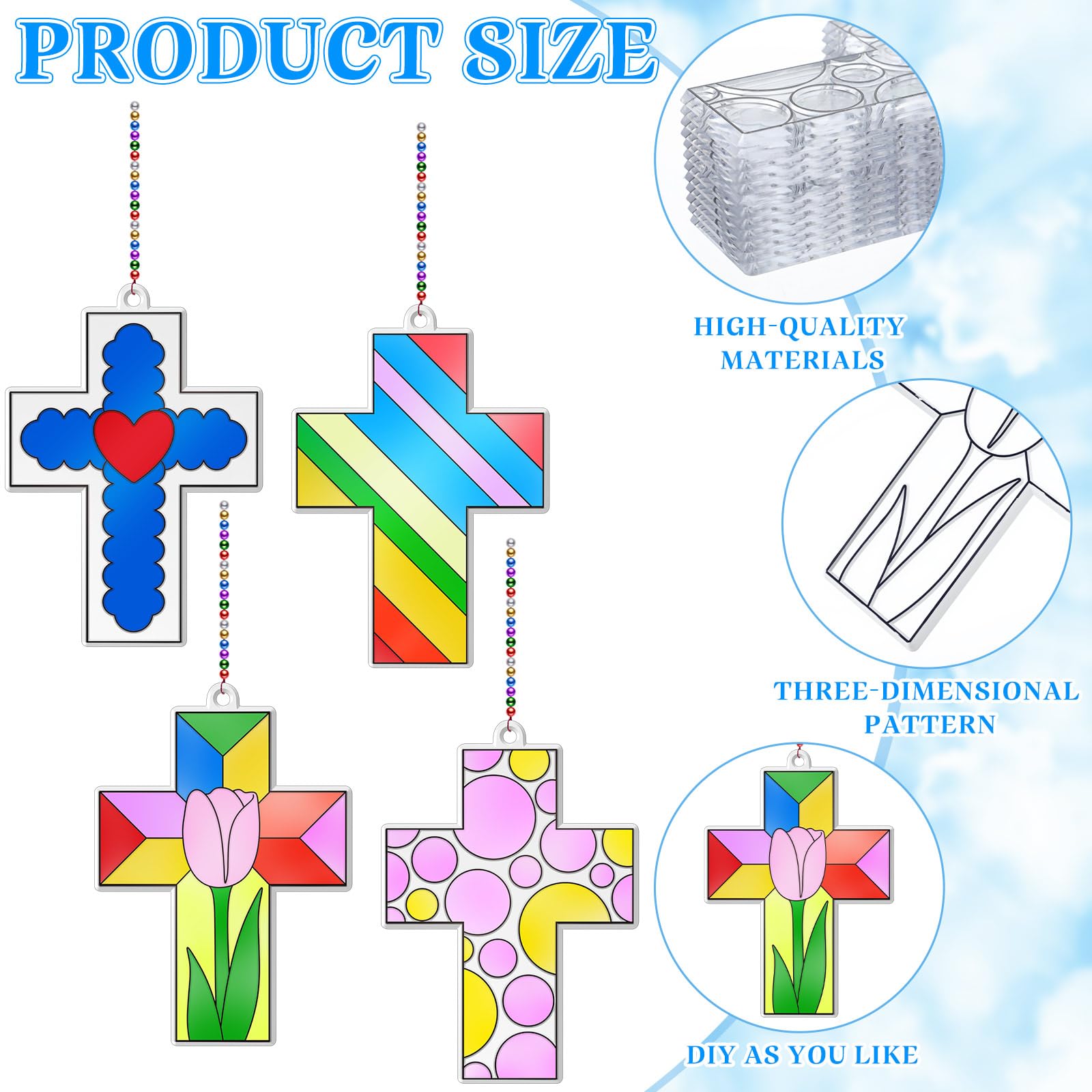 Snapklik.com : 72 Pcs Cross Suncatchers Painting Crafts Kit For Kids ...