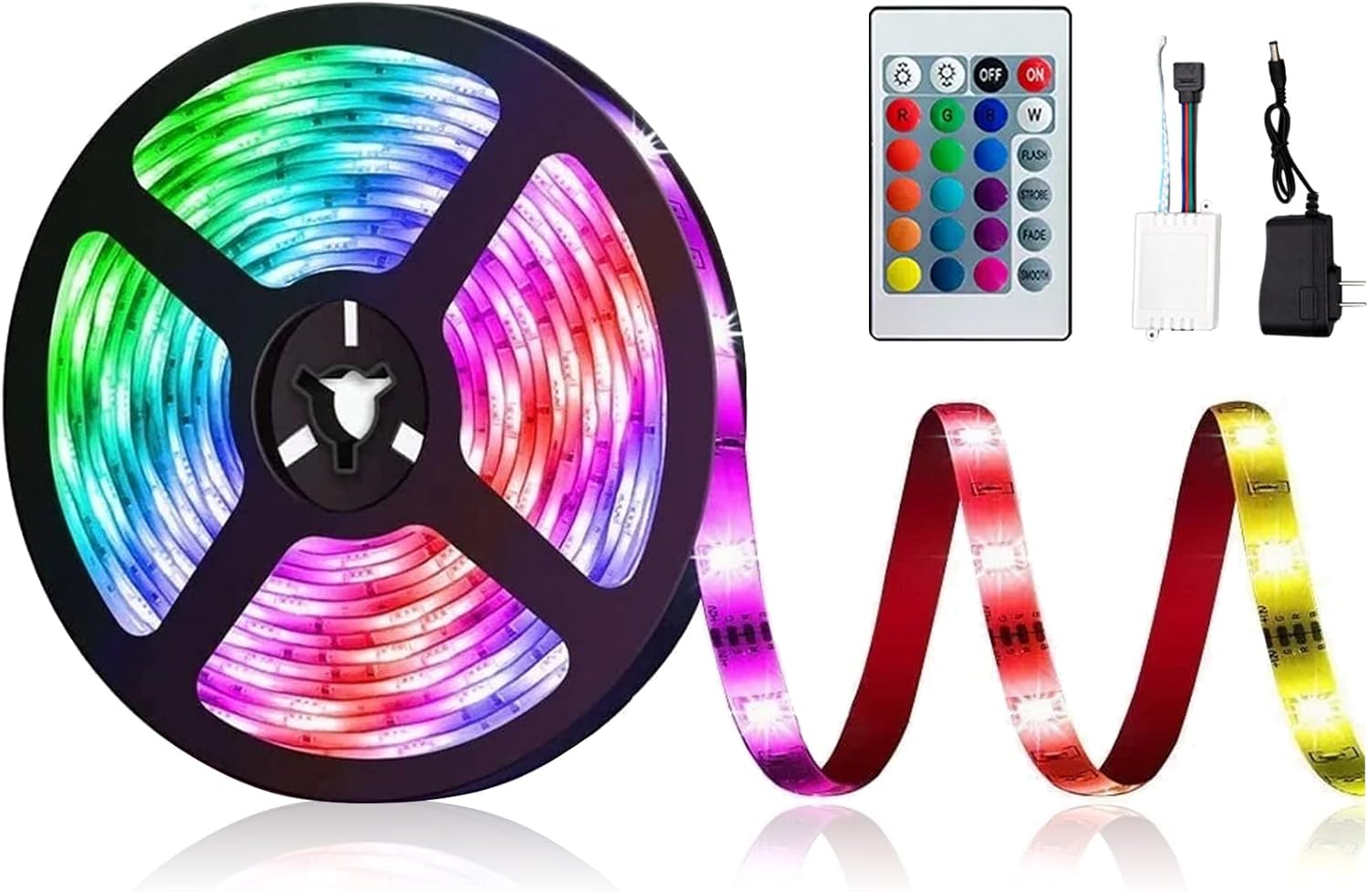 MOREKA Tiras de Luz LED Decorativa Flexibles 5M/16.4ft Tira de Luces RGB con Control Remoto ...