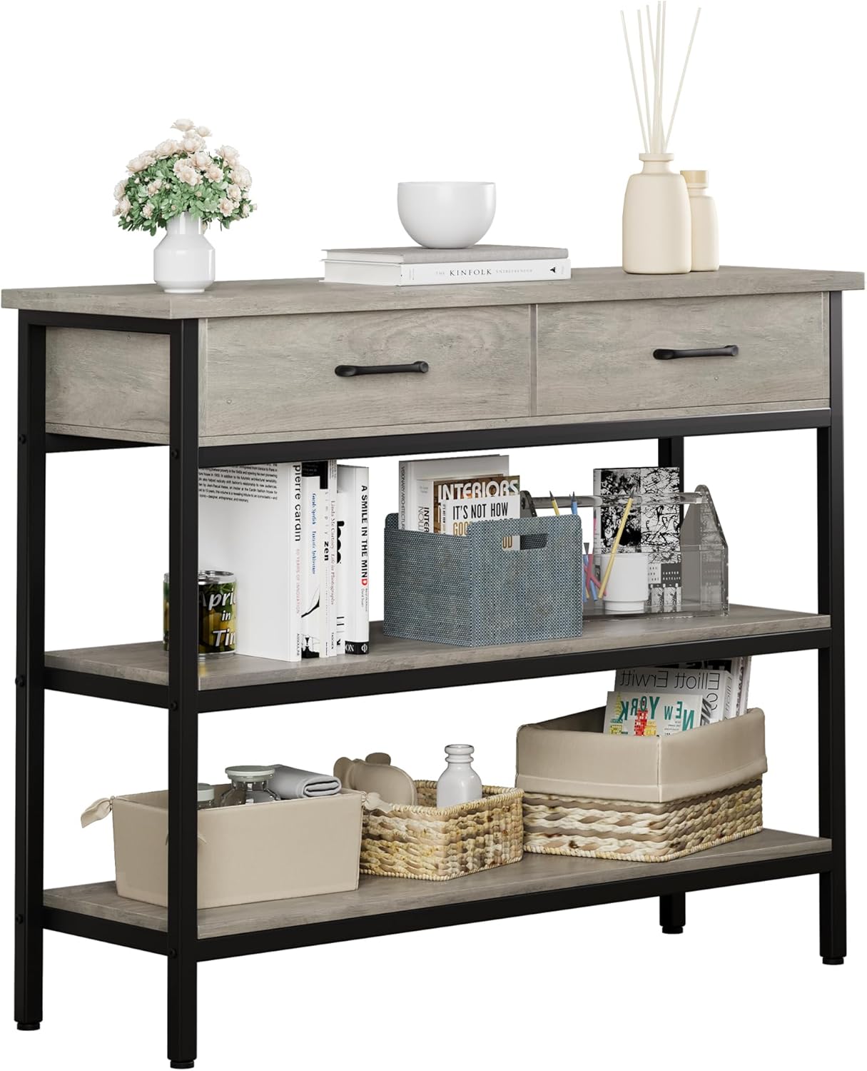 Amazon.com: GAOMON Console Table with 2 Drawers, 3 Tier Entryway Table ...