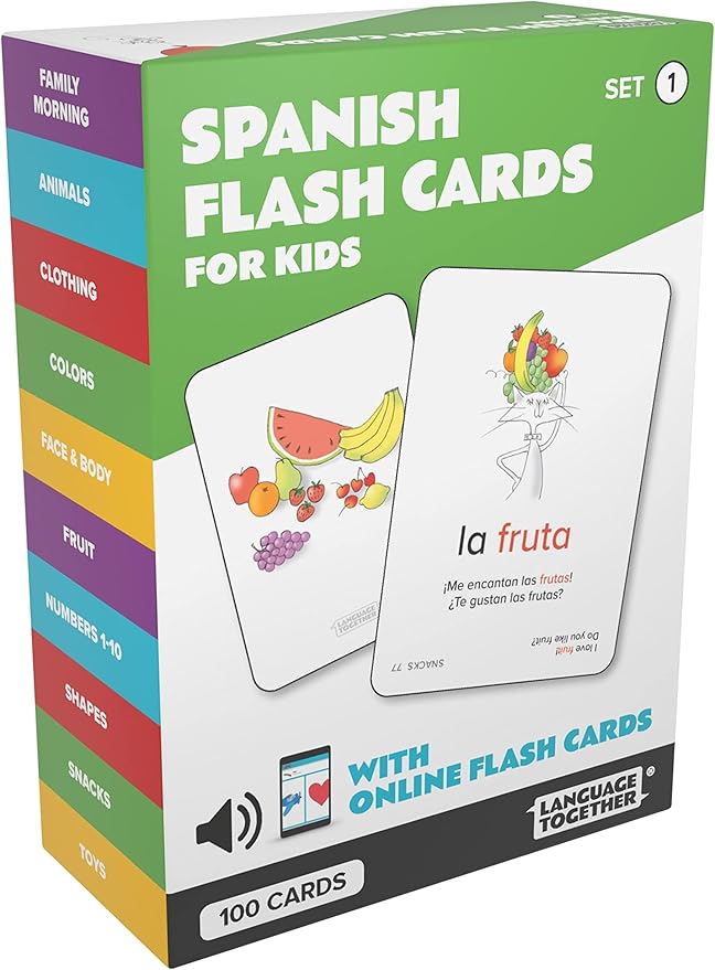 Amazon.com: Spanish Flash Cards for Kids: 100 First Spanish Words with ...