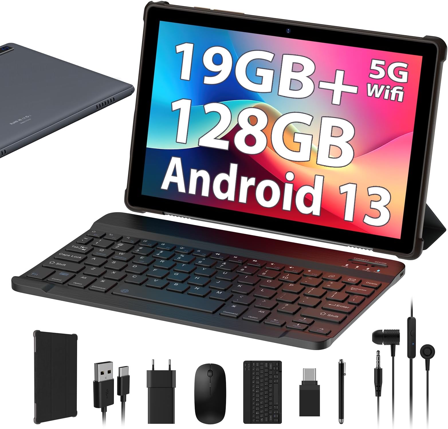 MAXLEGEN Tablette Android 13 avec 19 Go RAM + 128 Go ROM (TF 1TB), 5G ...