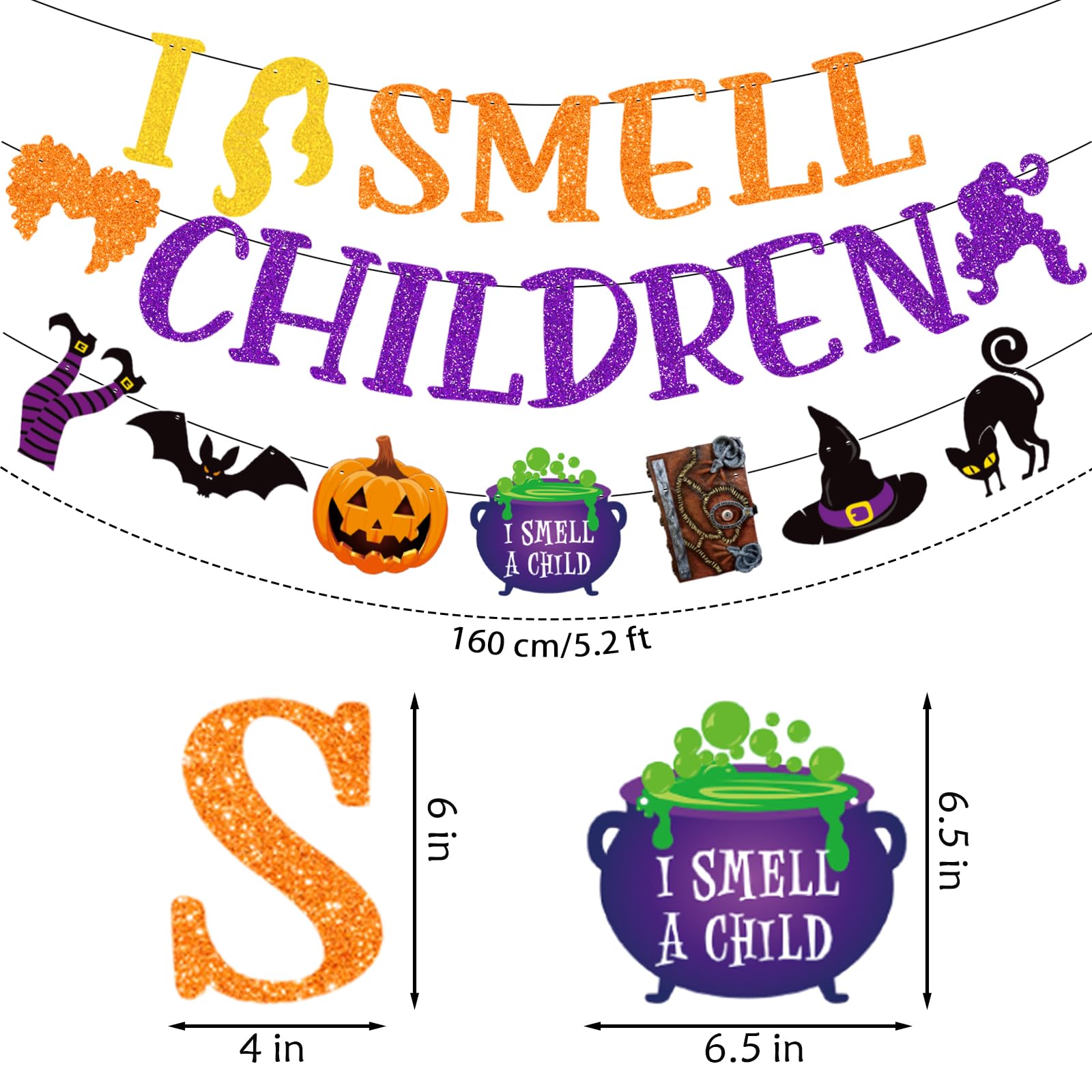 Snapklik.com : Hocus Pocus Decorations I Smell Children Glitter Banner ...