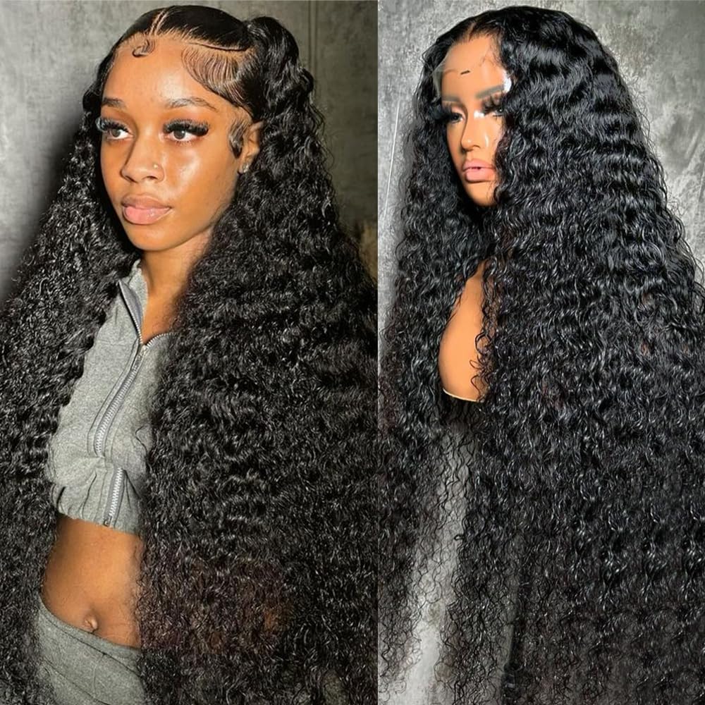 Amazon.com : YOUJING 30 Inch Deep Wave Lace Front Wigs Human Hair 200 ...