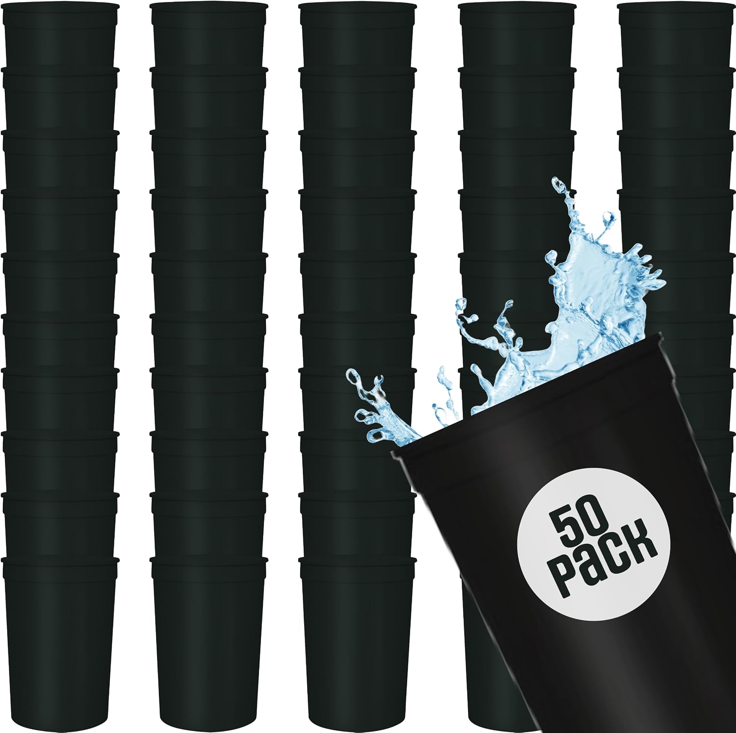 Amazon.com: USMG 50 Pack Reusable Polypropylene 16oz Bulk Blank Stadium ...