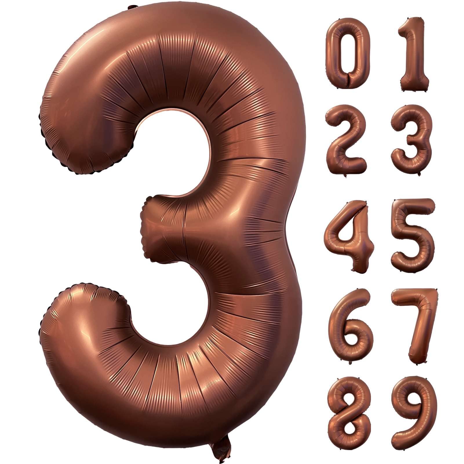 Amazon.com: 40 Inch Coffee Brown Number 3 Balloon Large Size Jumbo ...