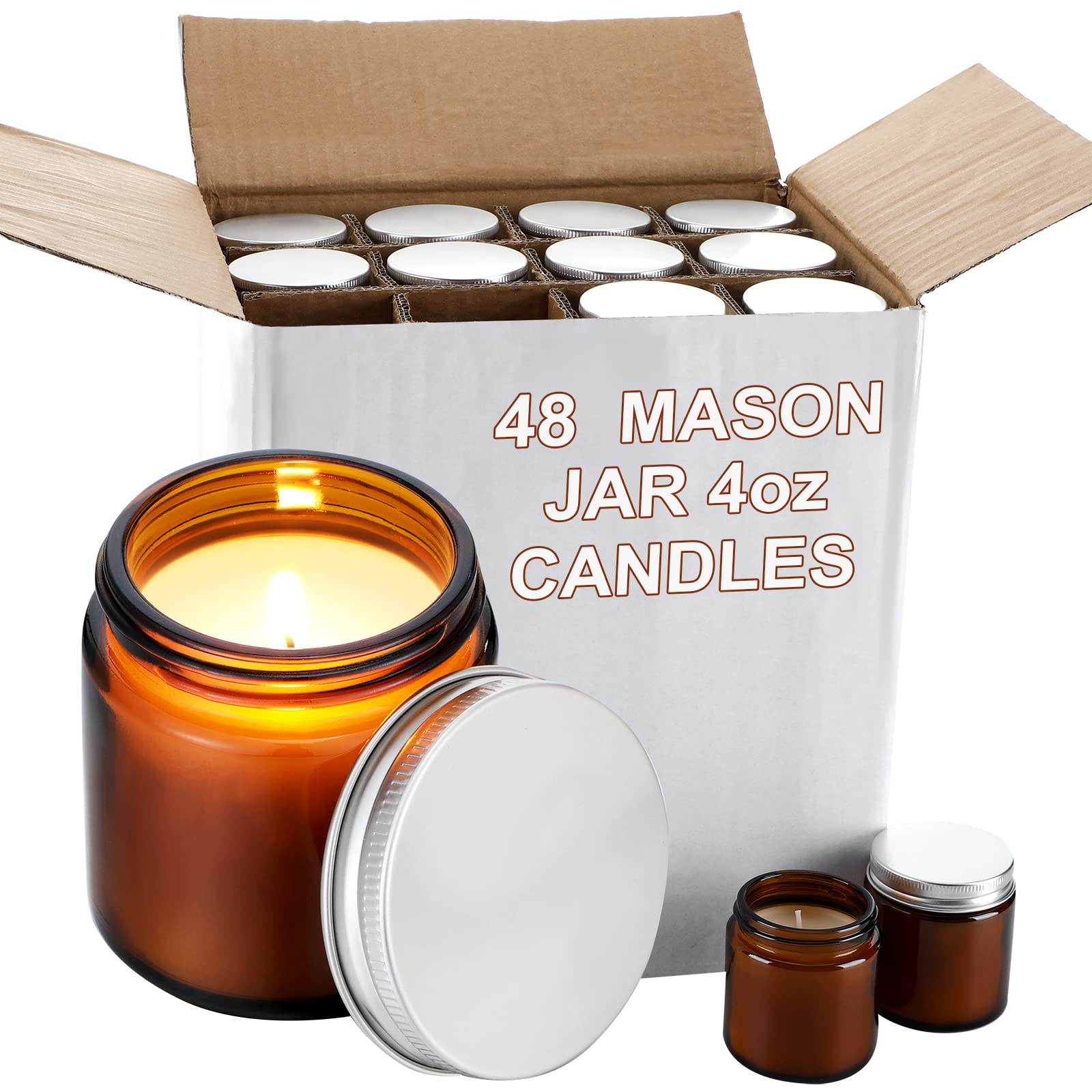 48 Pack Mini Mason Jar Candles 4oz Small Lavender Scented Jar Candles ...