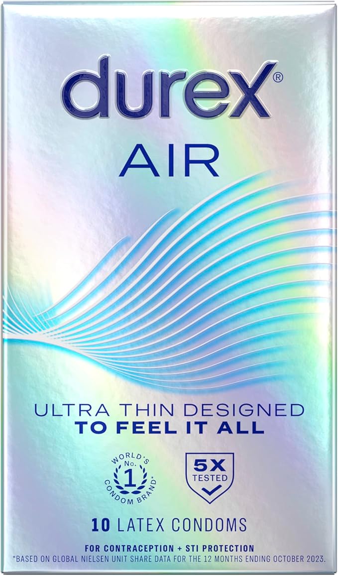 Amazon.com: Durex Air Condoms, Extra Thin, Transparent Natural Rubber ...