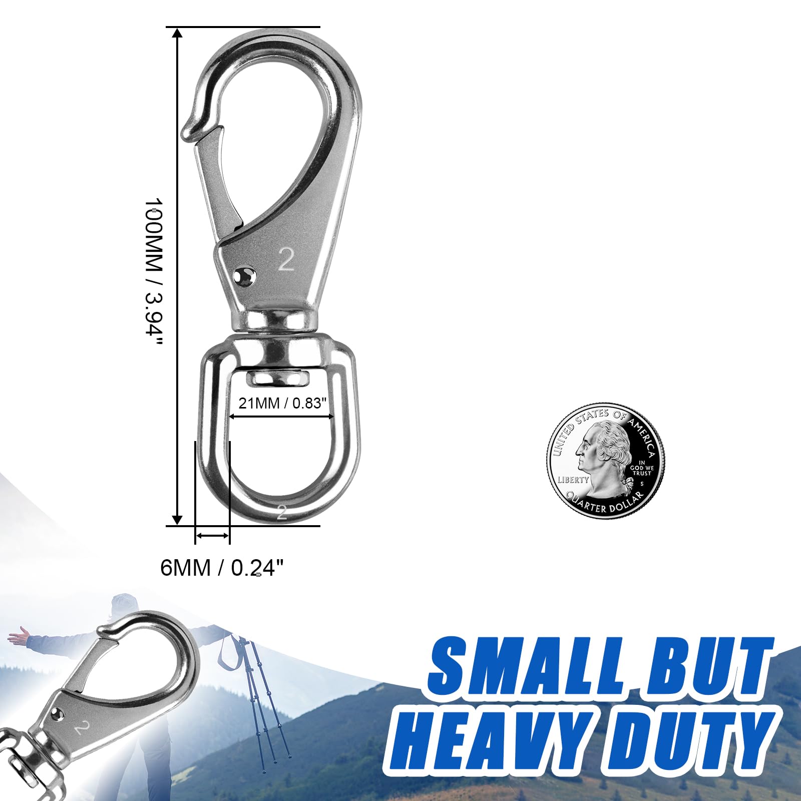 Snapklik.com : 304 Stainless Steel Swivel Snap Hooks, 6 Pack 4 Inch ...