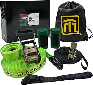 Amazon.com : QTM Slackline Kit | 73ft Line with Tree Protectors ...